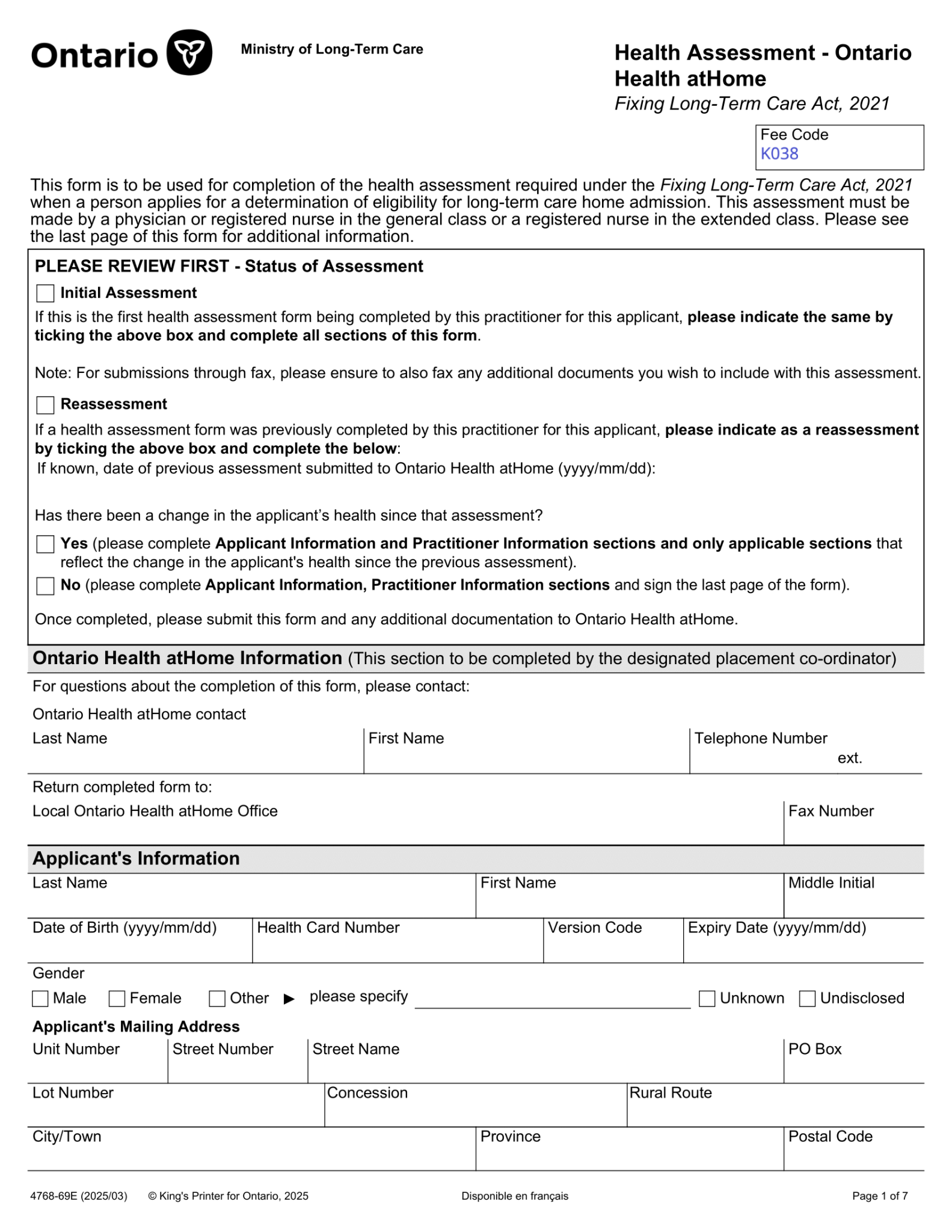 Ontario Health atHome - Health Assessment - Hamilton Family Health Team