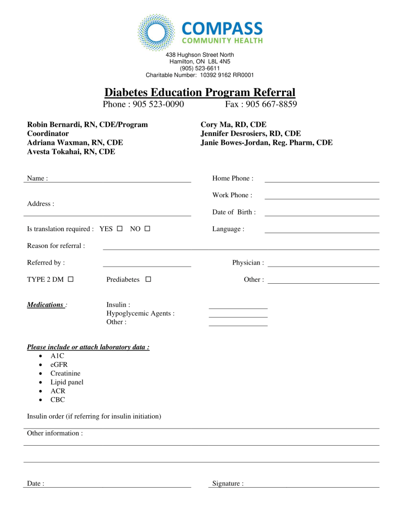 Compass CHC Diabetes Education Program - Hamilton Family Health Team