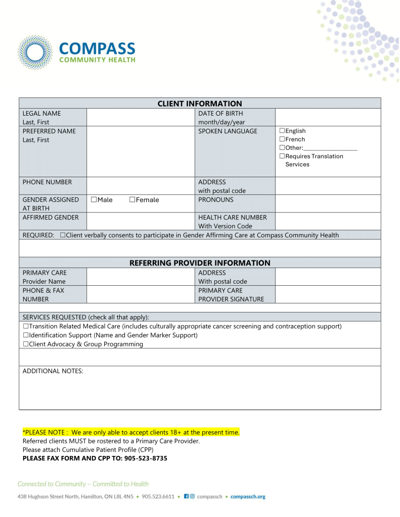 Compass Community Health - Gender Affirming Clinic - OSCAR - Hamilton ...