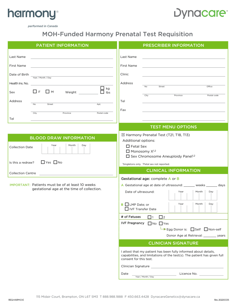Dynacare Harmony Prenatal Test - Hamilton Family Health Team