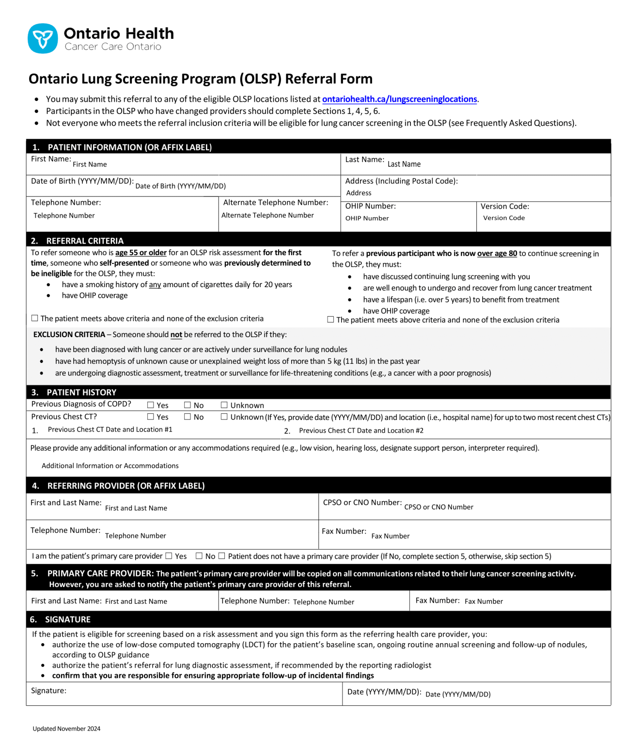 Ontario Health - Lung Screening Program - Hamilton Family Health Team