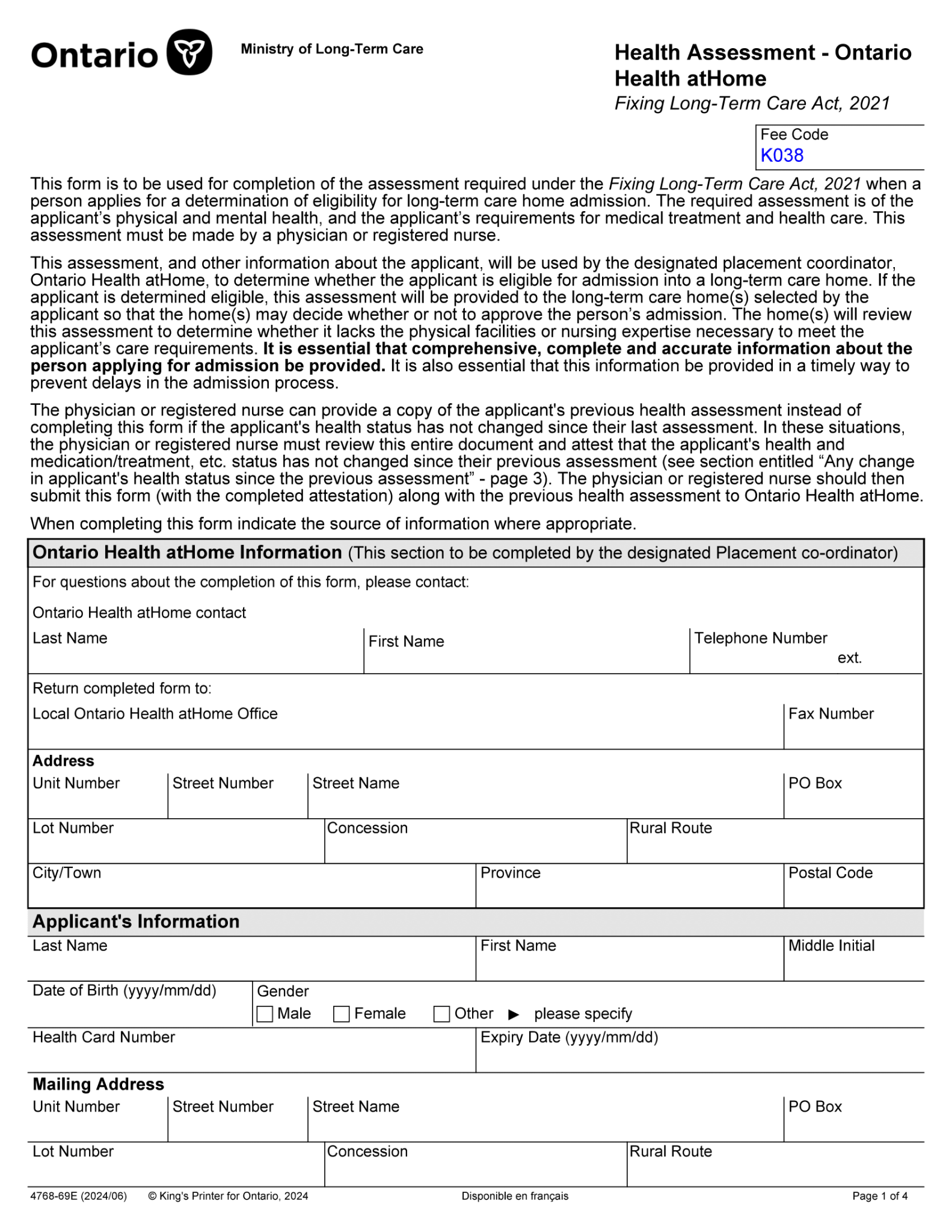 Ontario Health atHome - Health Assessment - Hamilton Family Health Team