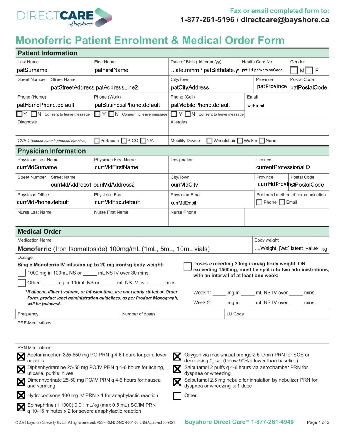 Direct Care Bayshore - Patient Enrolment & Medical Order Form ...