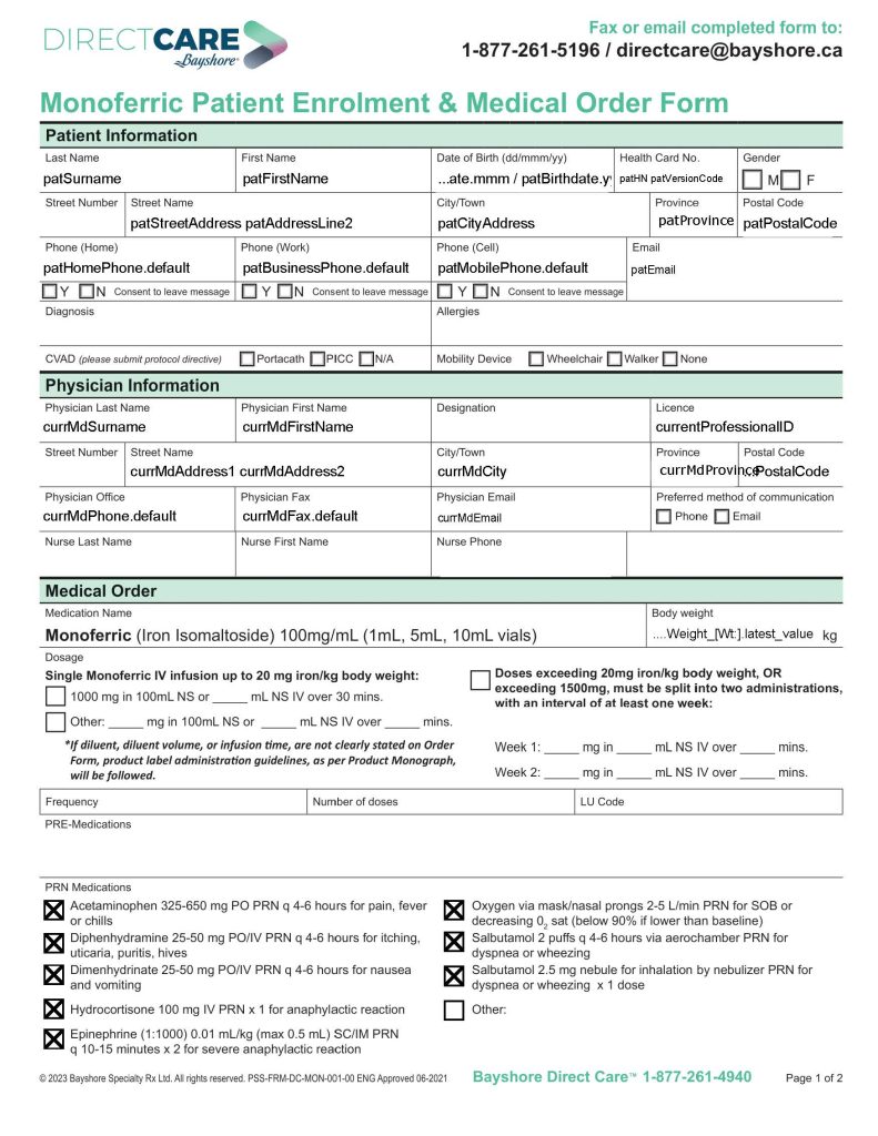 Direct Care Bayshore - Patient Enrolment & Medical Order Form ...