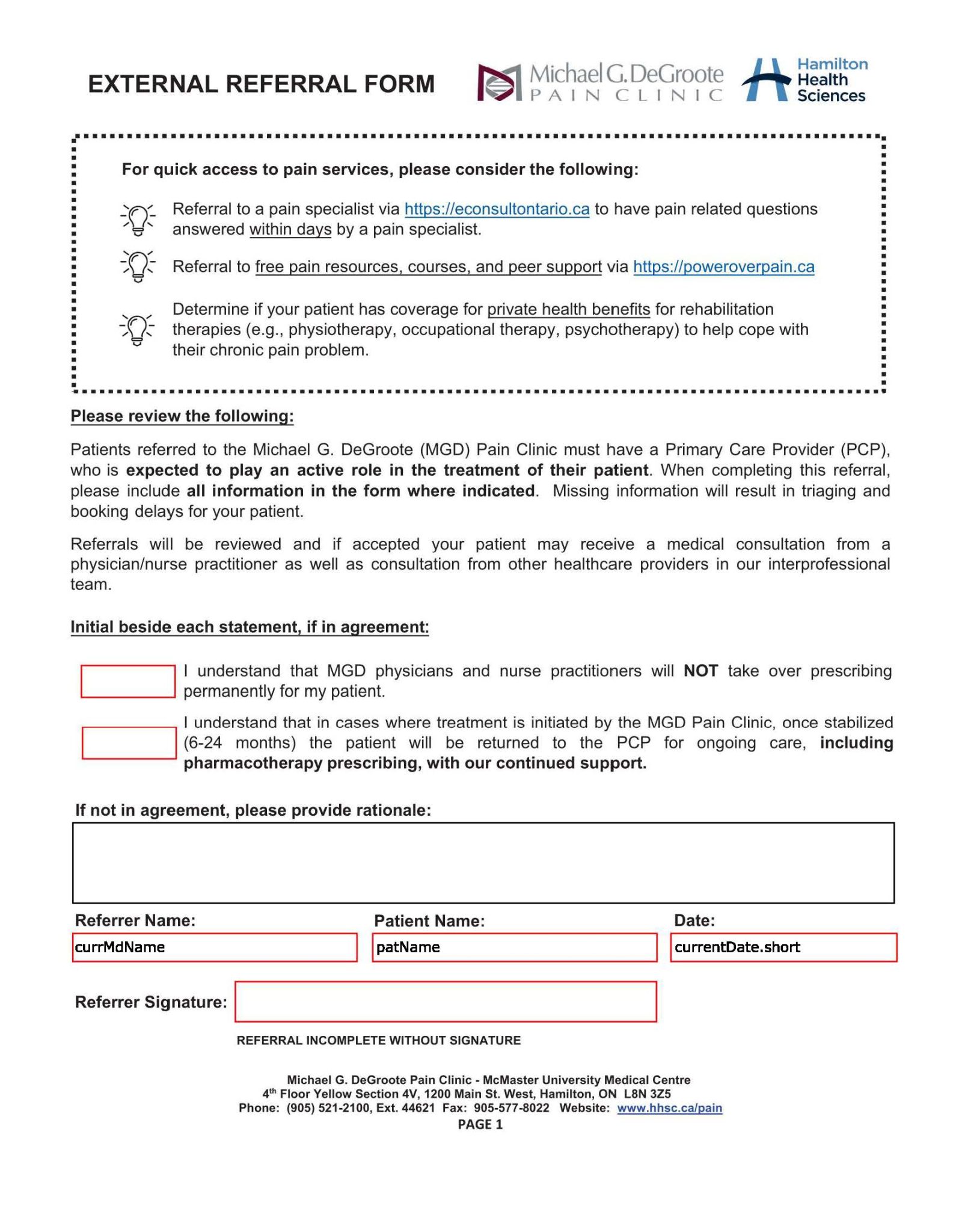 Hamilton Health Sciences - Michael DeGroote Pain Management Program ...