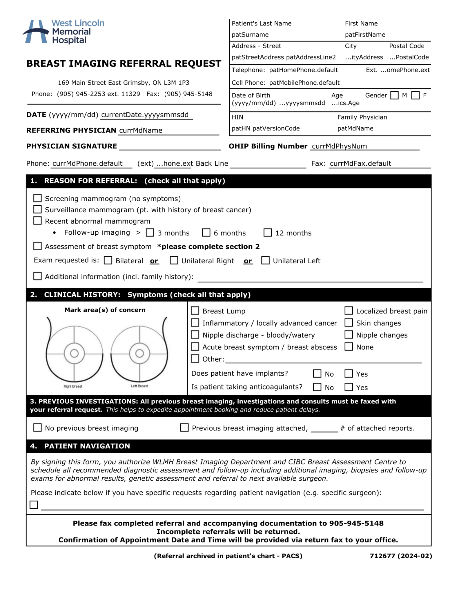 West Lincoln Memorial Hospital - Breast Imaging Requisition - Hamilton ...