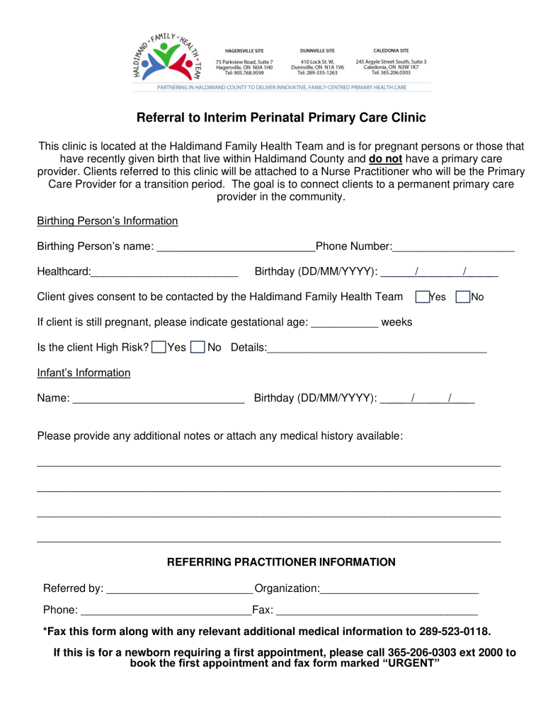 Haldimand Interim Perinatal Primary Care Clinic - Hamilton Family ...