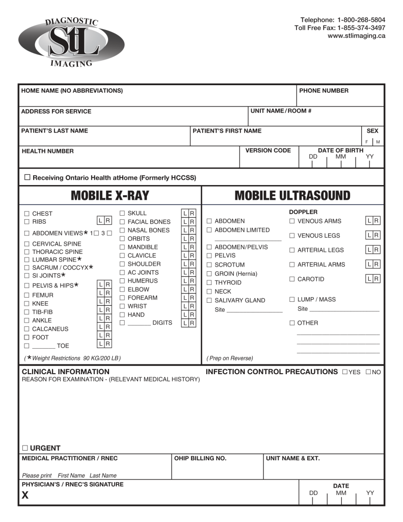 STL Diagnostic Imaging - Mobile X-Ray/Ultrasound – With Instructions ...